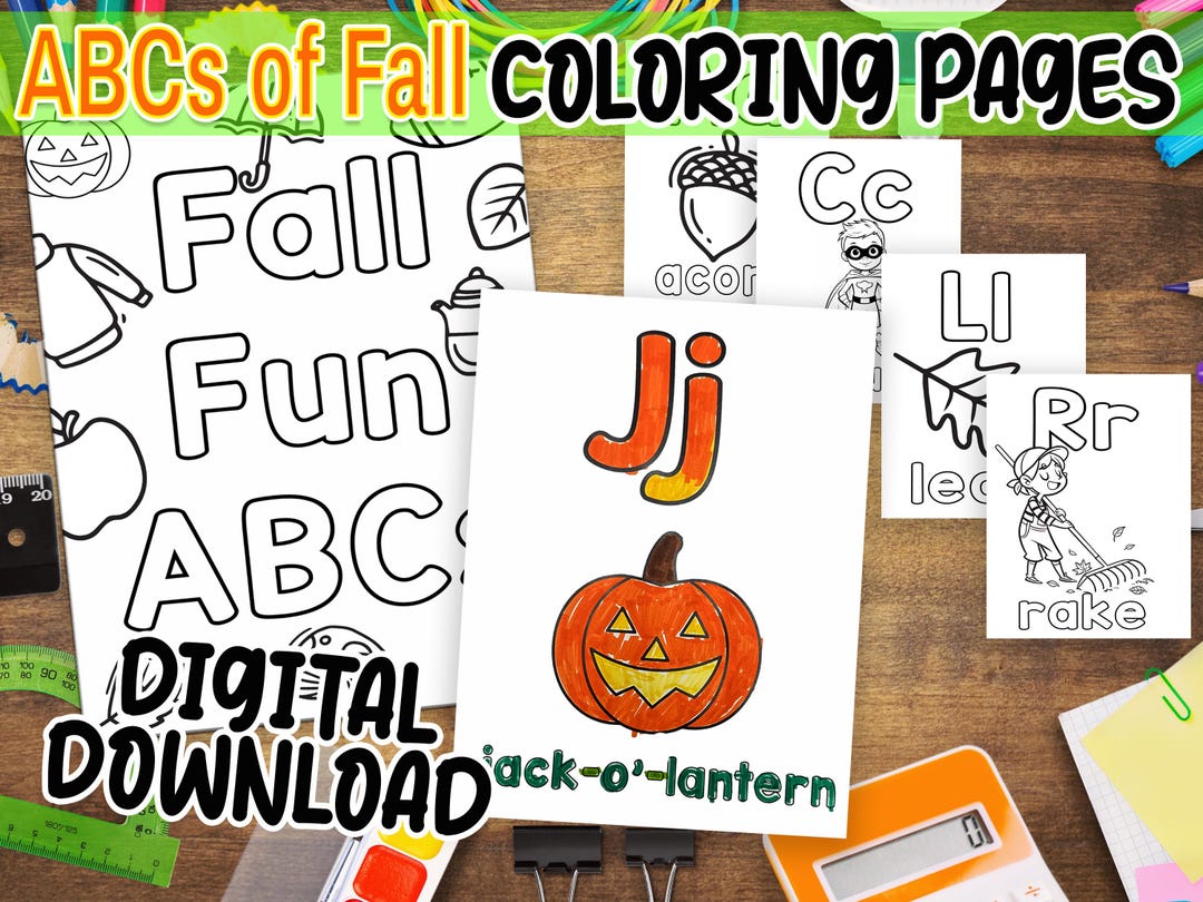Fall Abcs Coloring Book: A-Z Printable Learning Pages (digital Download ...