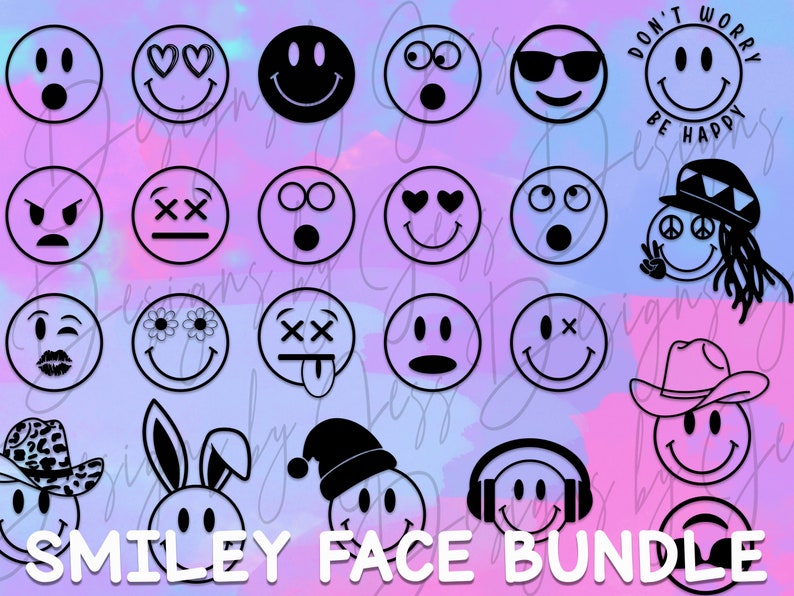 Smiley Face Vector Bundle Digital Download With 45 Designs Plus Free ...