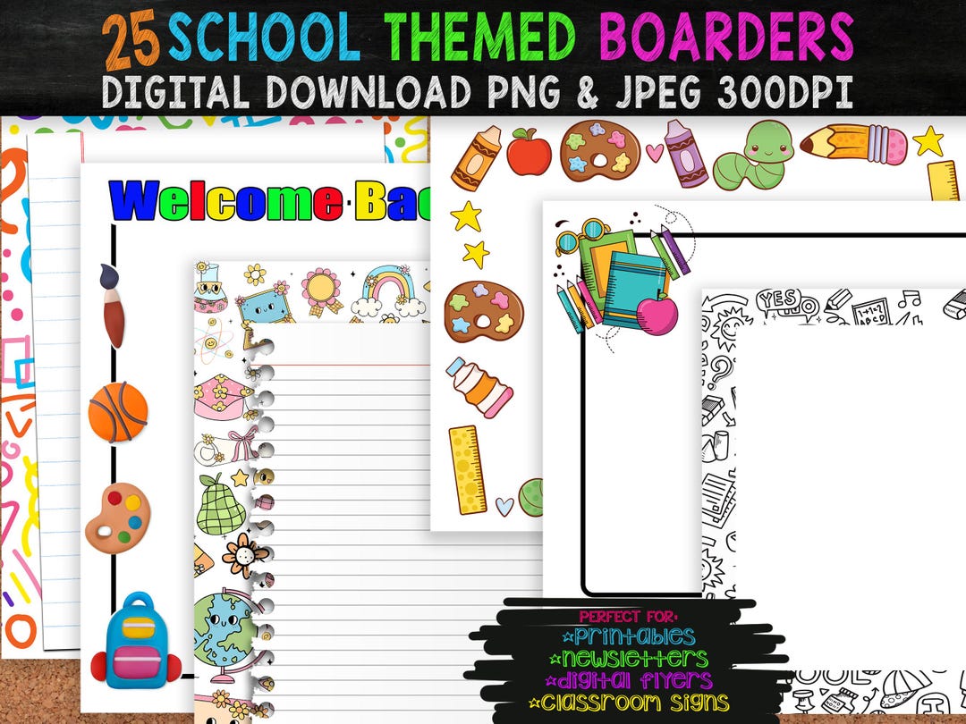School Page Borders Bundle: 25 PNG & JPG Frames (digital Download) - Etsy