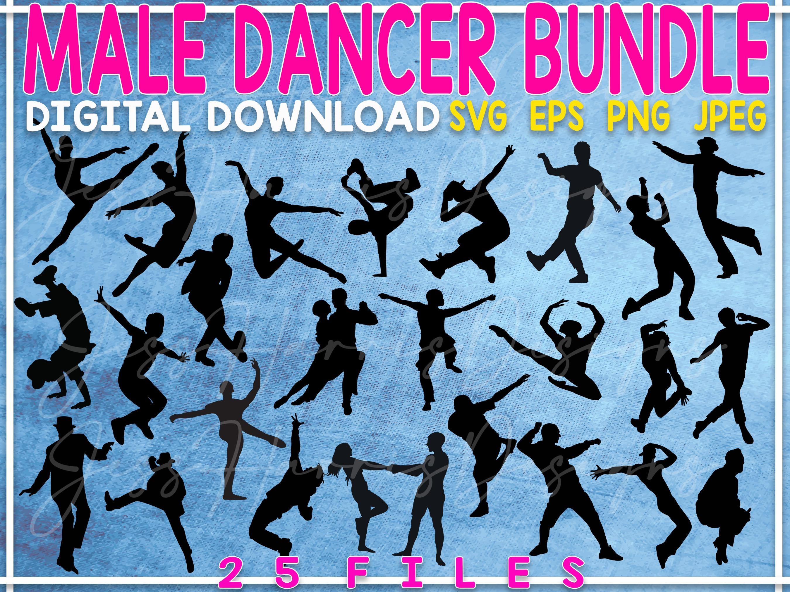 Male Dancer Vector Silhouette Digital Download Bundle Svg Eps Png Jpeg ...