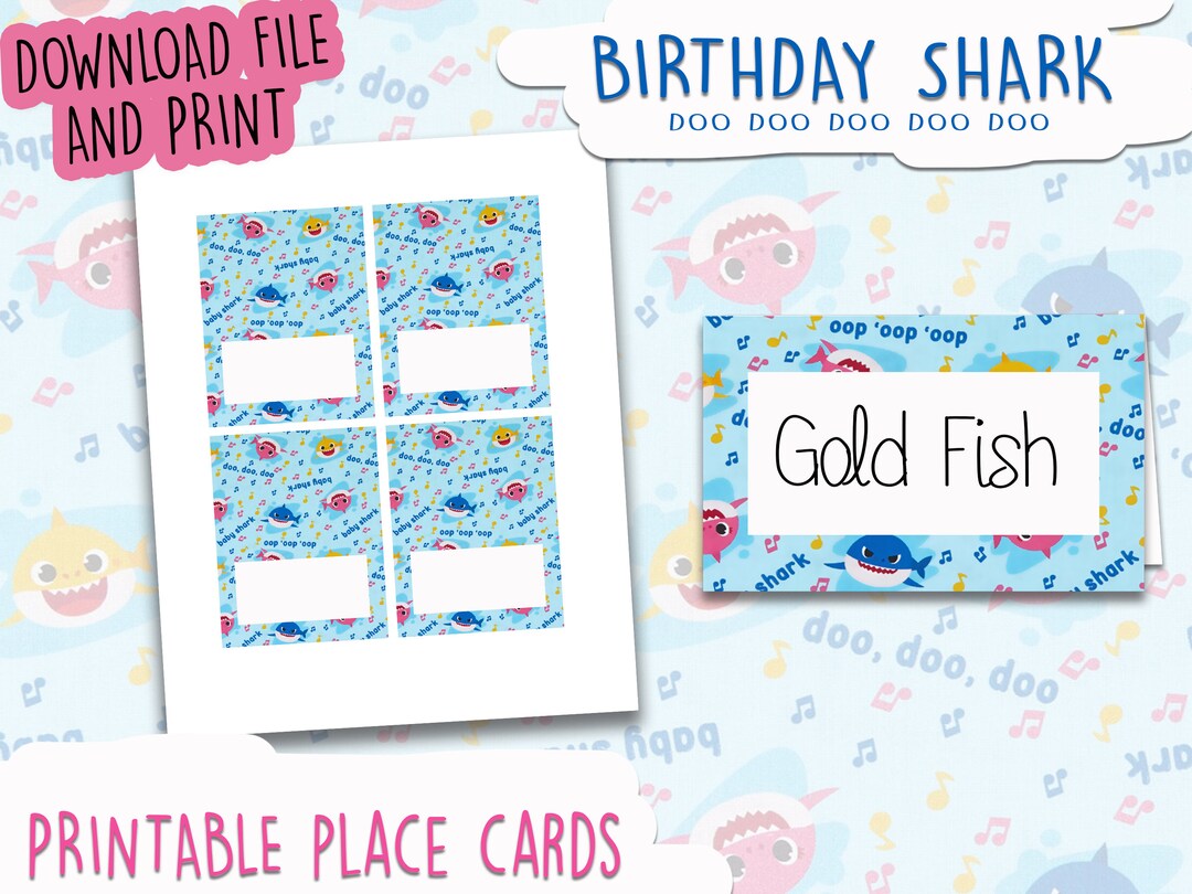 Baby Shark Place Card Digital Download With FREE Gift - Etsy