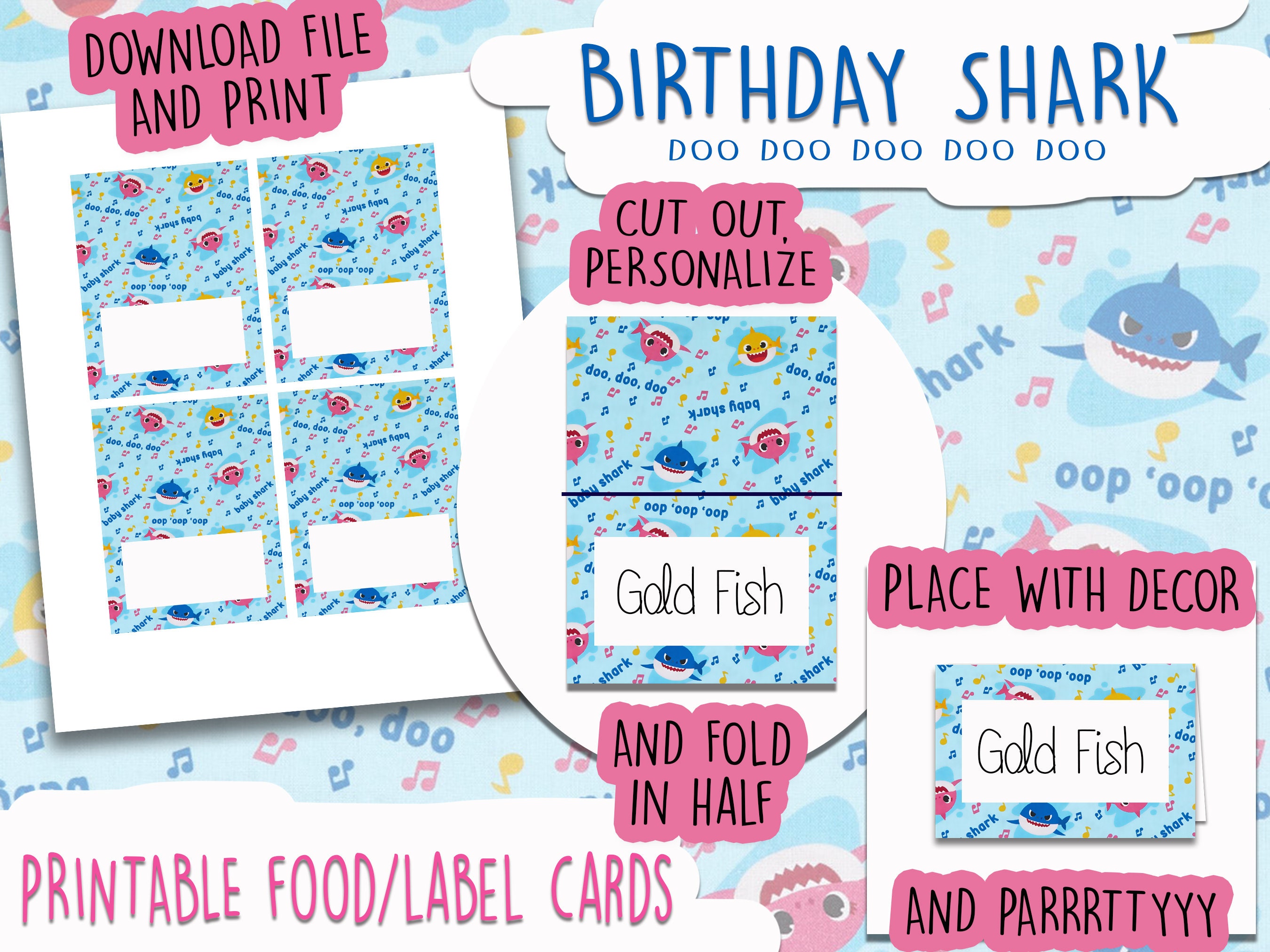 Baby Shark Place Card Digital Download With FREE Gift - Etsy