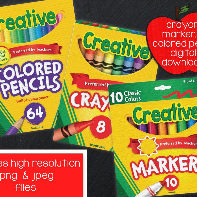 Crayon Box Clipart - Etsy