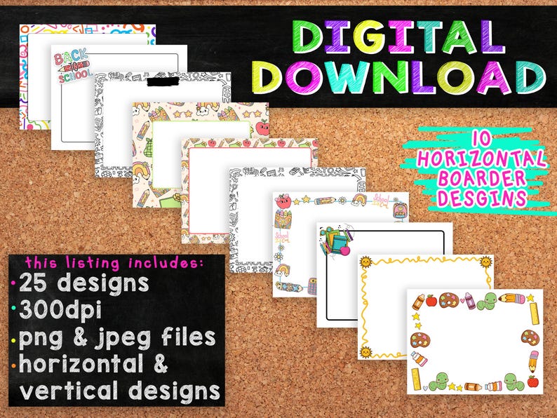 School Page Borders Bundle: 25 PNG & JPG Frames (digital Download) - Etsy