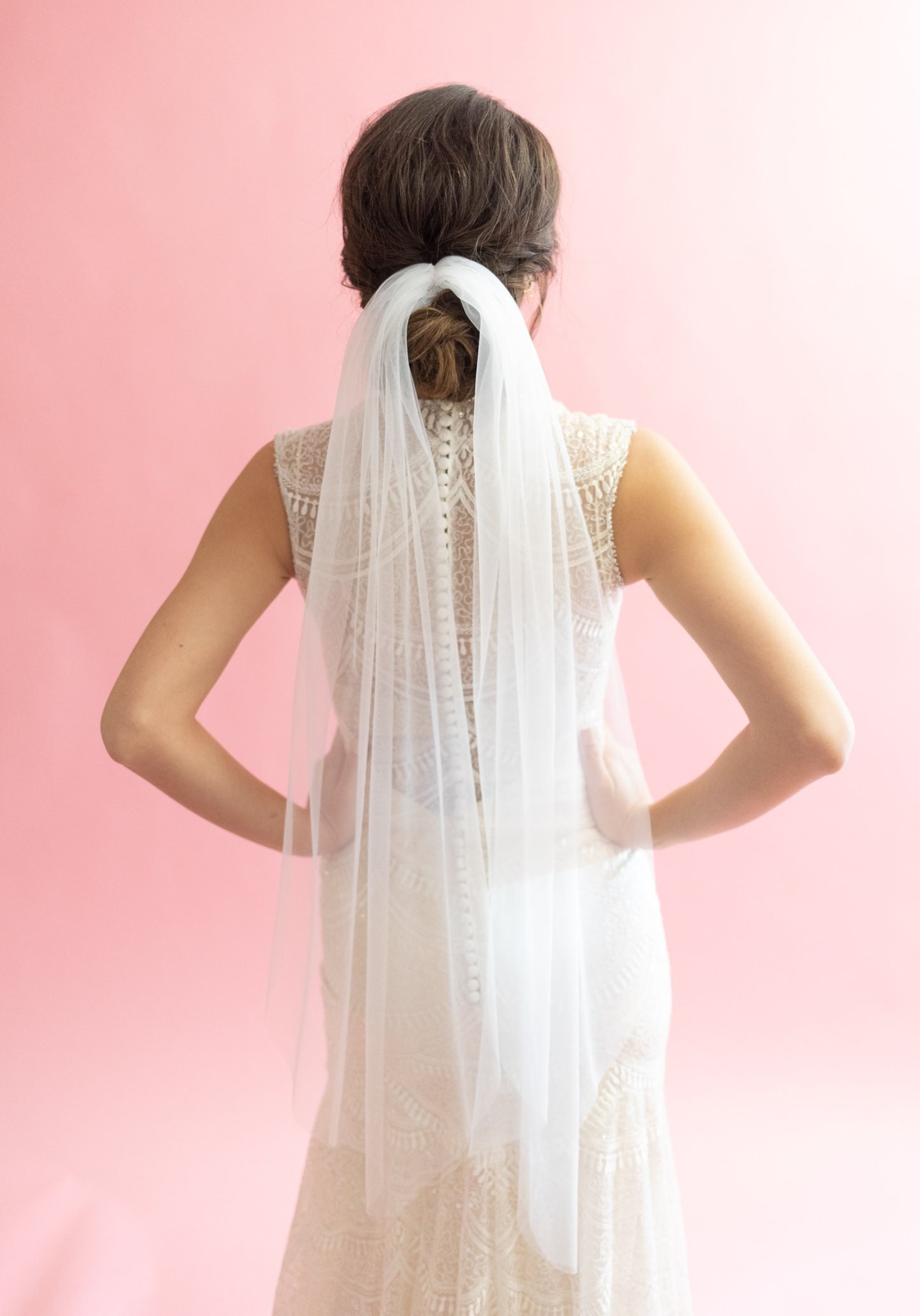 Ponytail Veil, Bun Veil Bridal Wedding, Bachelorette Bridal Shower Veil ...