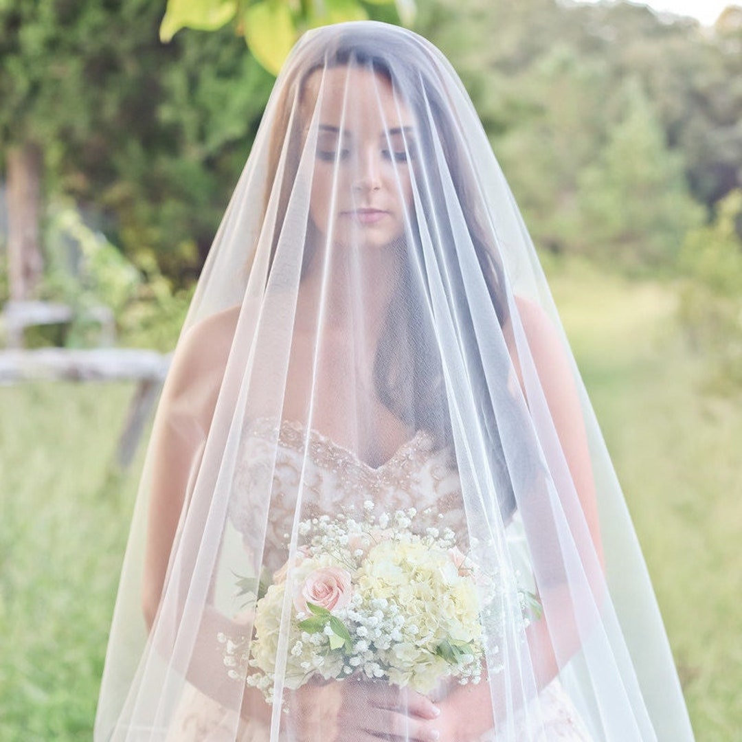 Blusher Wedding Veil | Soft Drop Veil Sheer Cathedral Fingertip Chapel ...