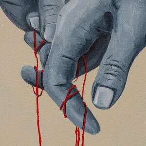 Side by Side Art Print red Thread of Destiny Series, Acrylic Painting ...