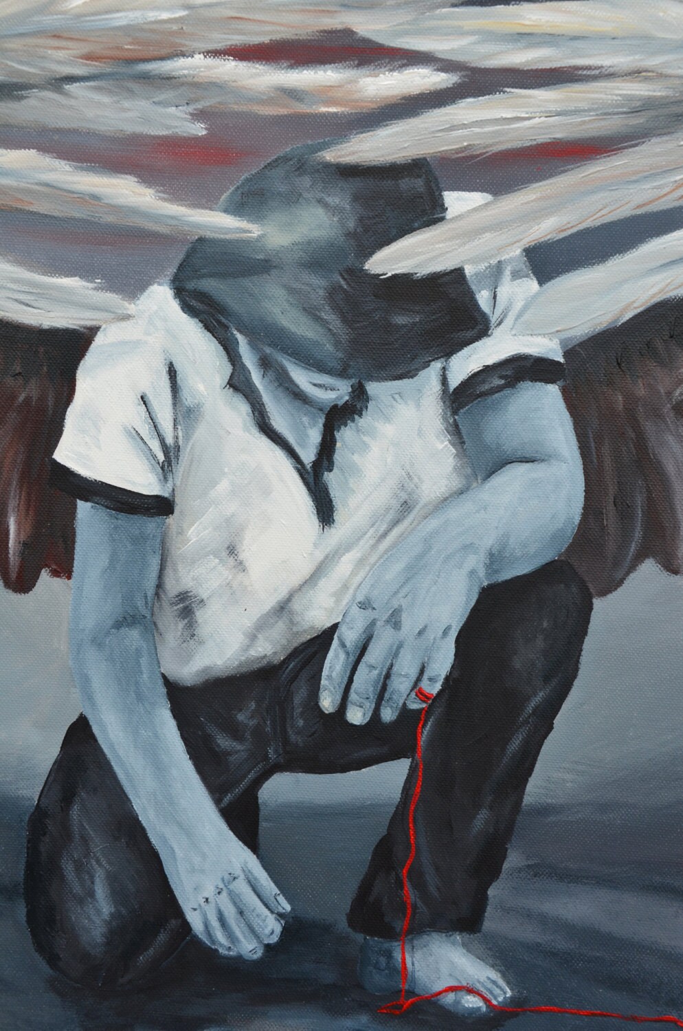 A3 Art Print of Orginal Angel of Fate red Thread of Destiny series, - Etsy