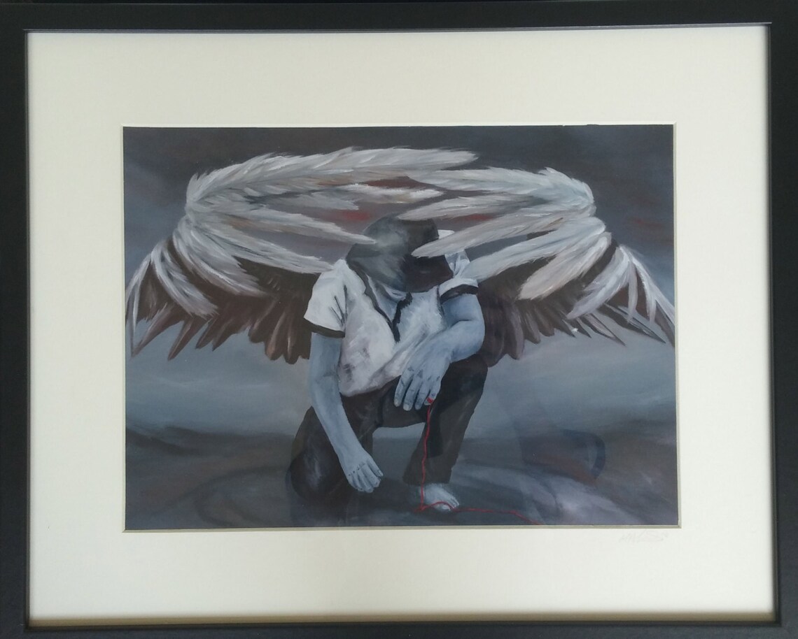 A3 Art Print of Orginal Angel of Fate red Thread of Destiny series, - Etsy