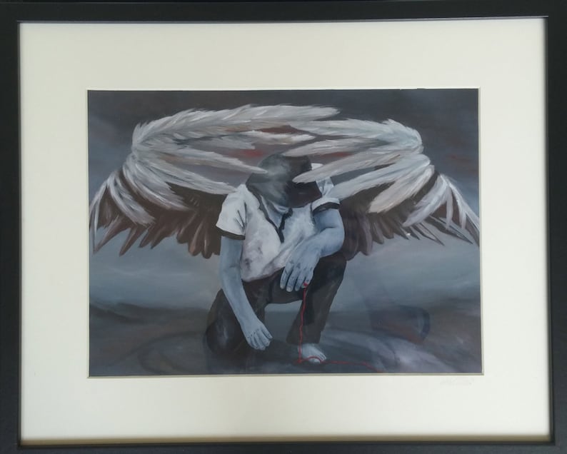 A3 Art Print of Orginal Angel of Fate red Thread of Destiny series, - Etsy