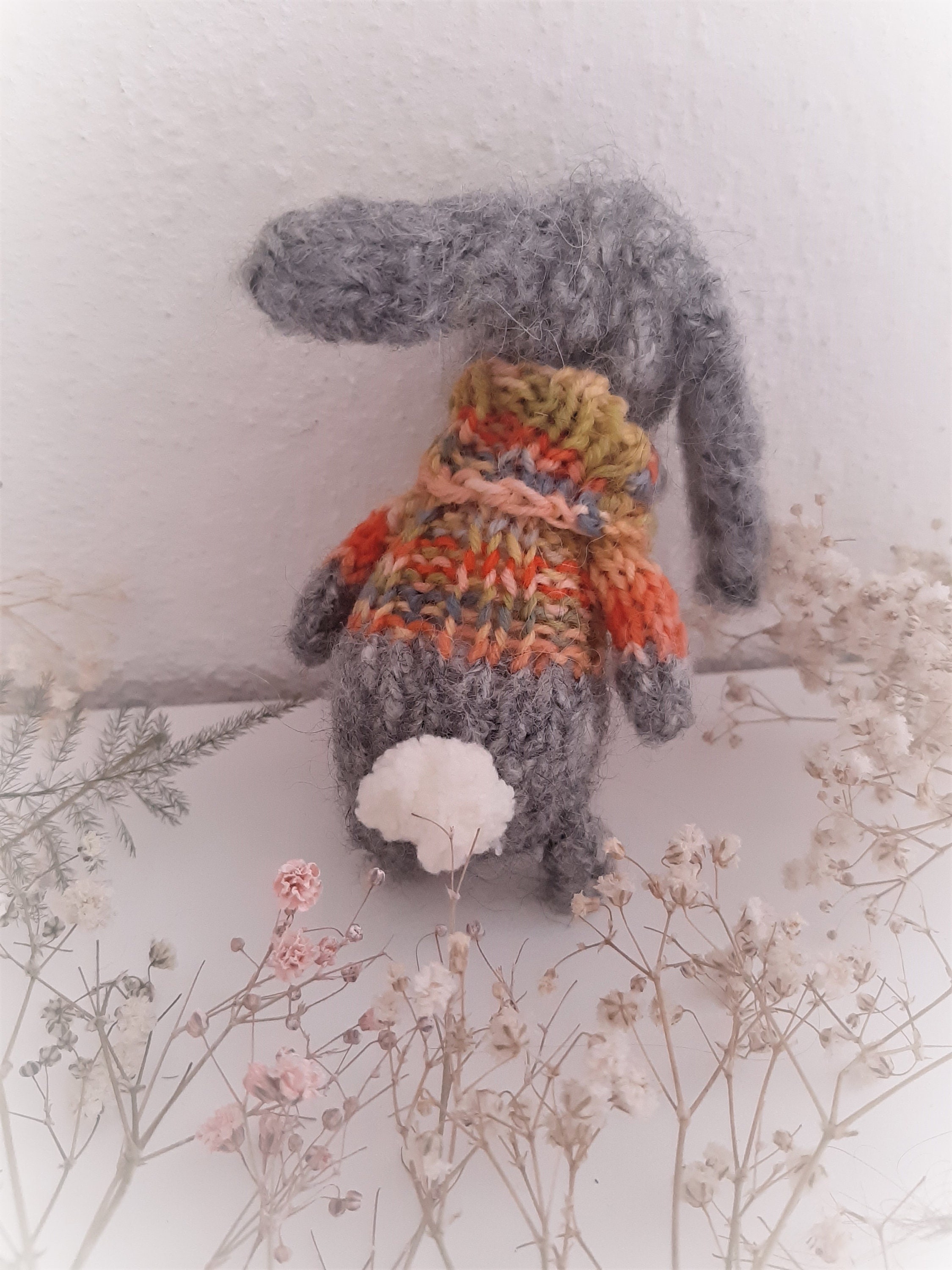 Adorable knitted rabbit with sweater knitted rabbit | Etsy