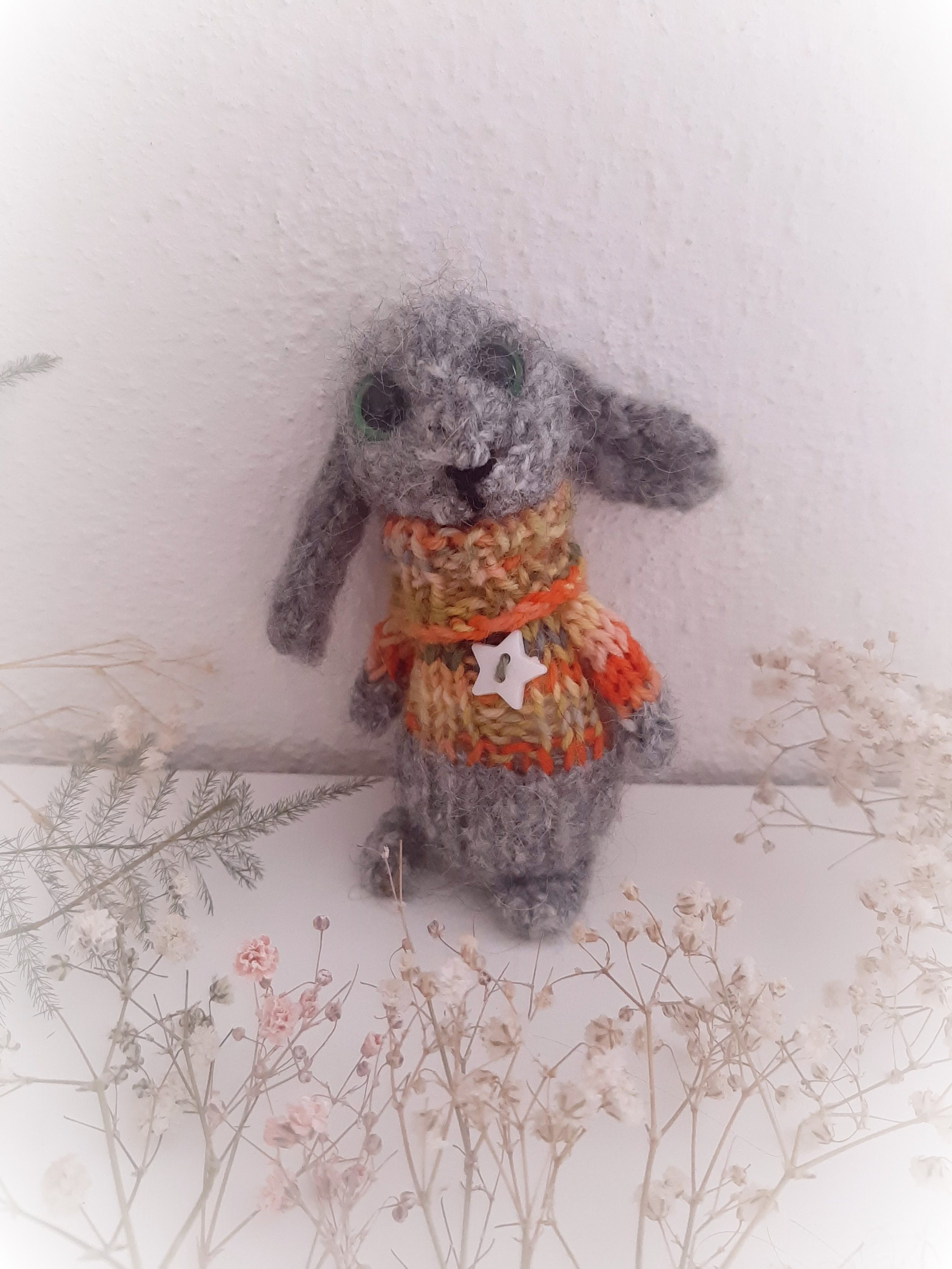 Adorable knitted rabbit with sweater knitted rabbit | Etsy
