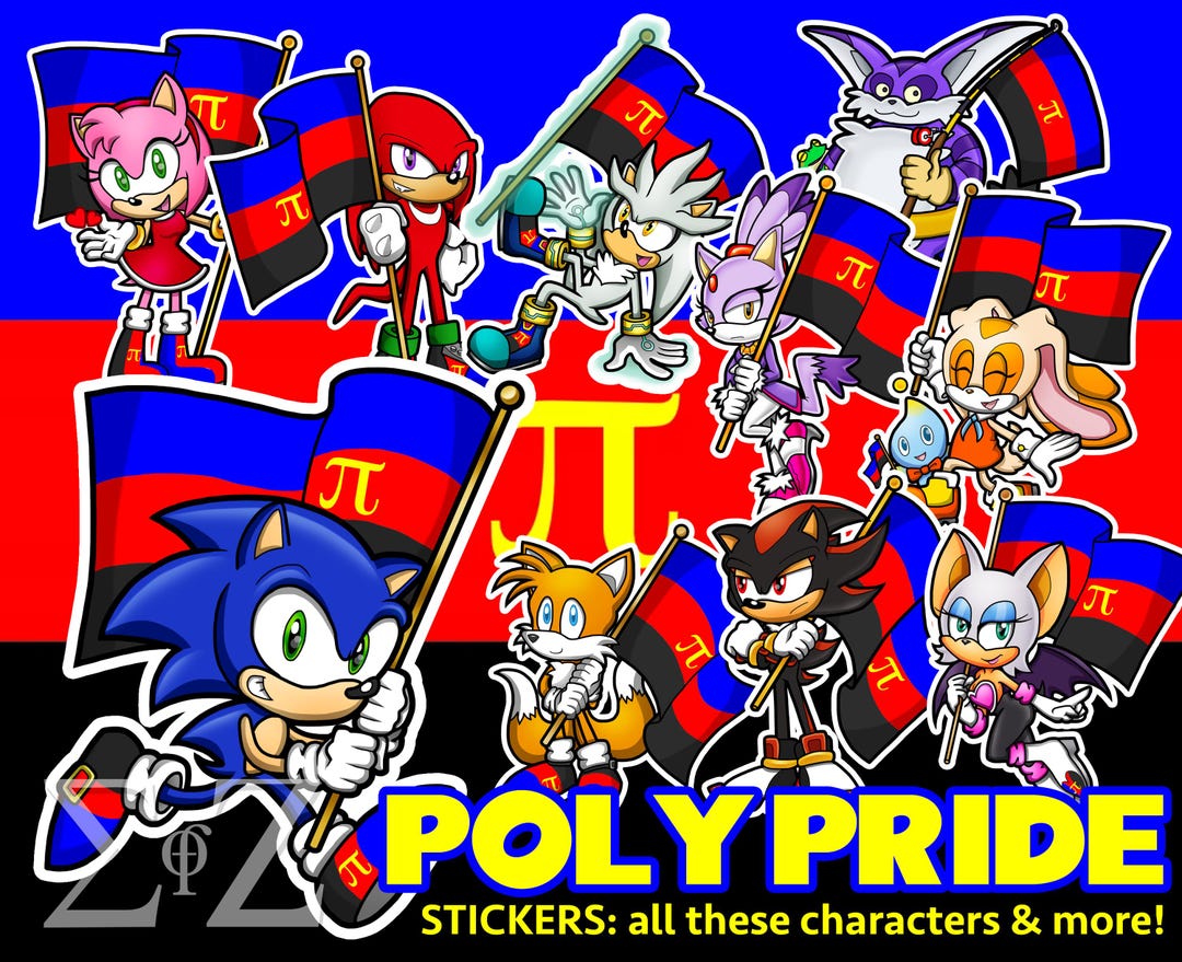 Polyamory Pride Sonic the Hedgehog Flag Vinyl Stickers - Choose From ...