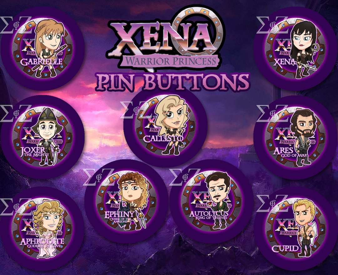 Xena Warrior Princess Pin Buttons - Including: Xena, Gabrielle, Joxer ...