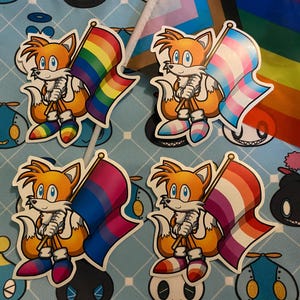 SEGA Sonic the Hedgehog Tails LGBTQ Pride Flag Vinyl Stickers - Choose ...