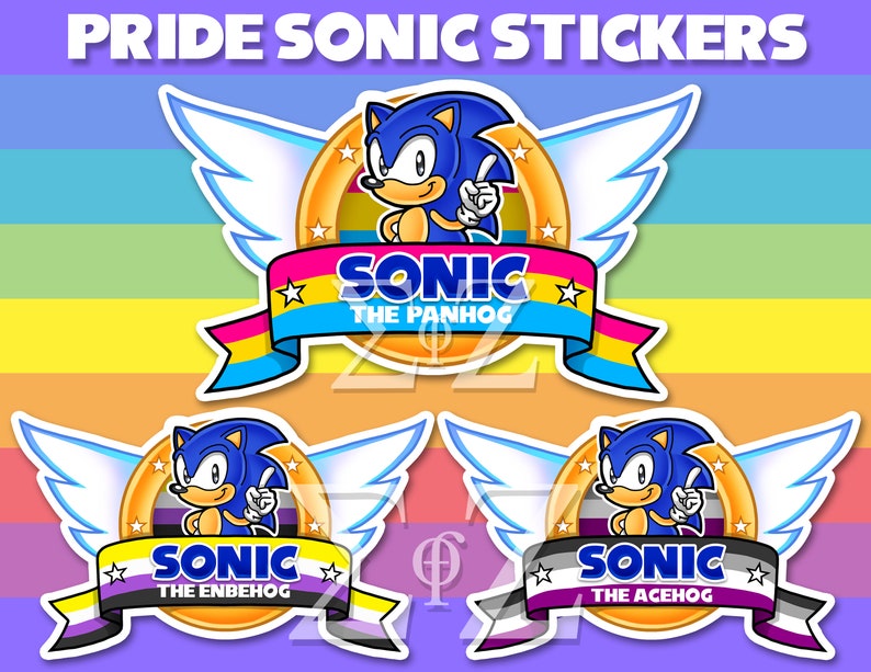 LGBT Sonic the Hedgehog Title Screen Stickers - Water Resistant Vinyl 4 ...