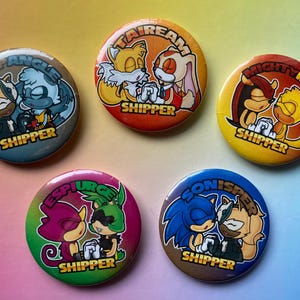 Sonic the Hedgehog Ships Pin Buttons - Sonic Shadow Silver Tails ...