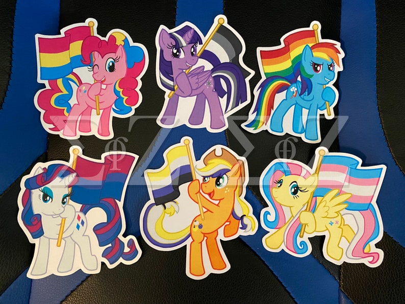 My Little Pony LGBTQ+ Pride Flag Stickers - Gay Rainbow Dash, Bi Rarity ...
