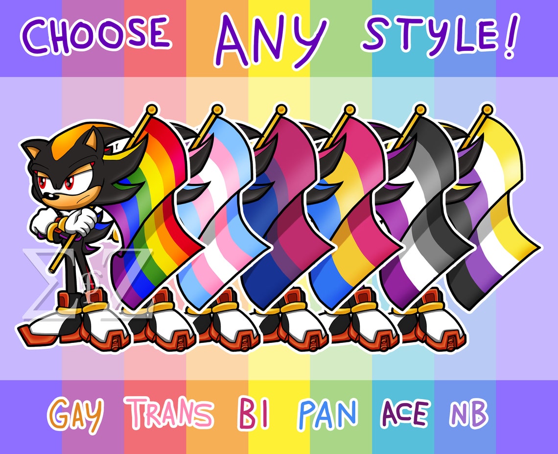 SEGA Sonic the Hedgehog Shadow LGBT Pride Flag Vinyl Stickers | Etsy