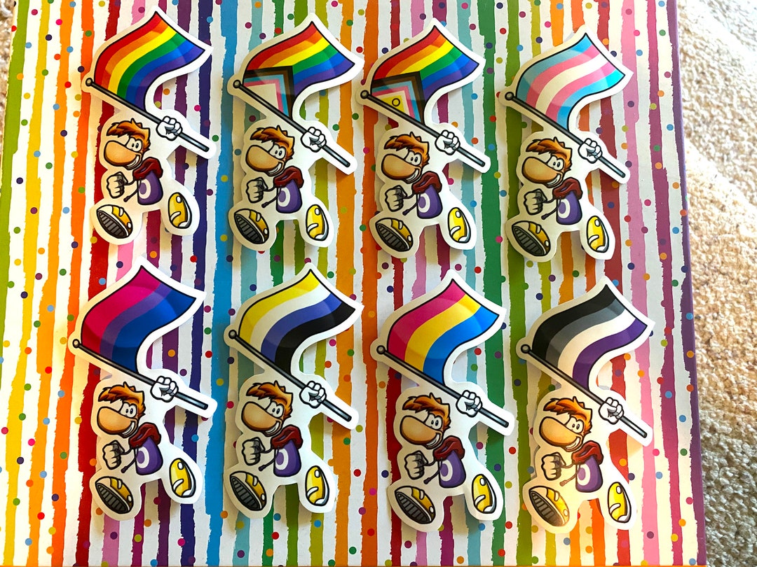 Gay Rayman LGBTQ+ Pride Flag Vinyl Stickers - Choose Pride, Bi, Trans ...