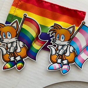 SEGA Sonic the Hedgehog Tails LGBTQ Pride Flag Vinyl Stickers Choose ...