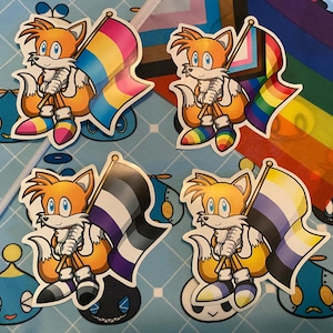 SEGA Sonic the Hedgehog Tails LGBTQ Pride Flag Vinyl Stickers - Choose ...
