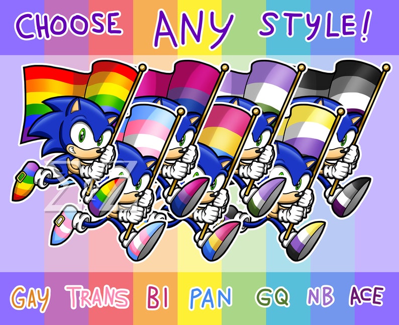 SEGA Sonic the Hedgehog LGBT Pride Flag Vinyl Stickers - Etsy UK