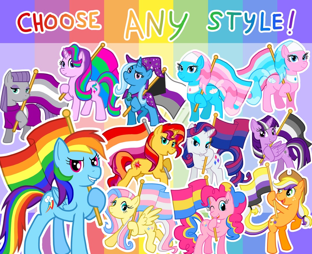 My Little Pony LGBTQ+ Pride Flag Stickers - Gay Rainbow Dash, Bi Rarity ...