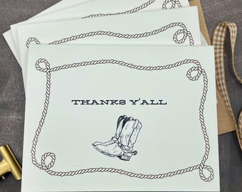 Cowboy Boots Western Thank You Note Cards | Set of 10 - Etsy