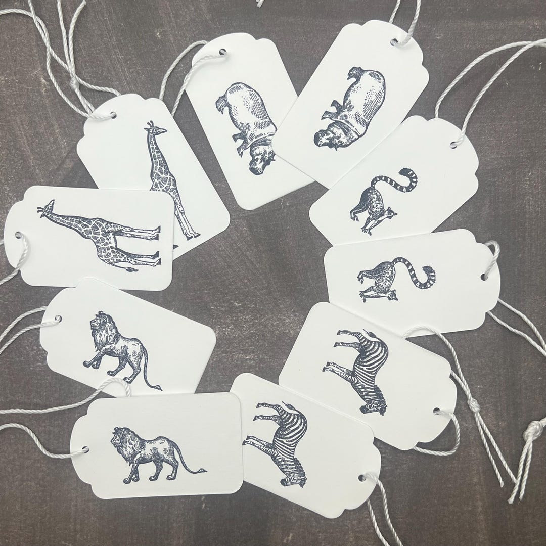 Adorable Zoo Animal Gift Tags: Hand-stamped Set of 10 for Birthdays ...