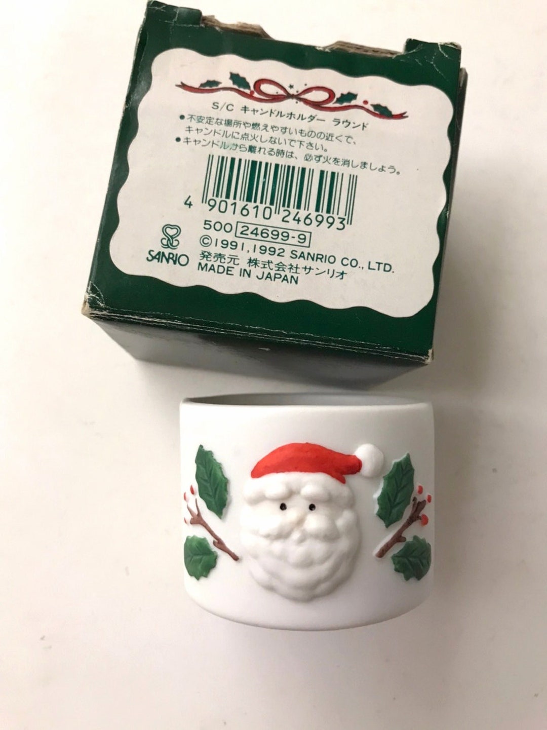 1992 Vintage Sanrio Santa Claus Ceramic Candle Holder - Etsy