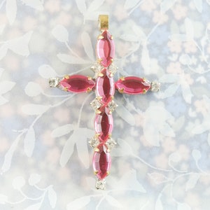 Pink Glass Cross Pendant | Catholic Gifts for Women or Wedding Jewelry ...