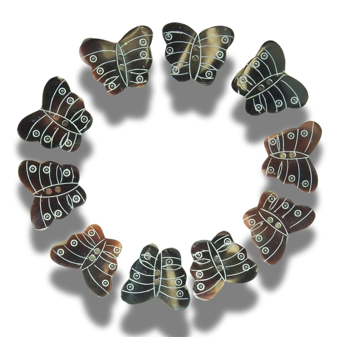 Large Brown Tortoise Shell Buttons for Sewing - Decorative Butterfly ...