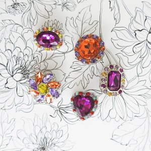 Big Purple Rhinestone Buttons Embellishments Extra Large 32mm | Etsy