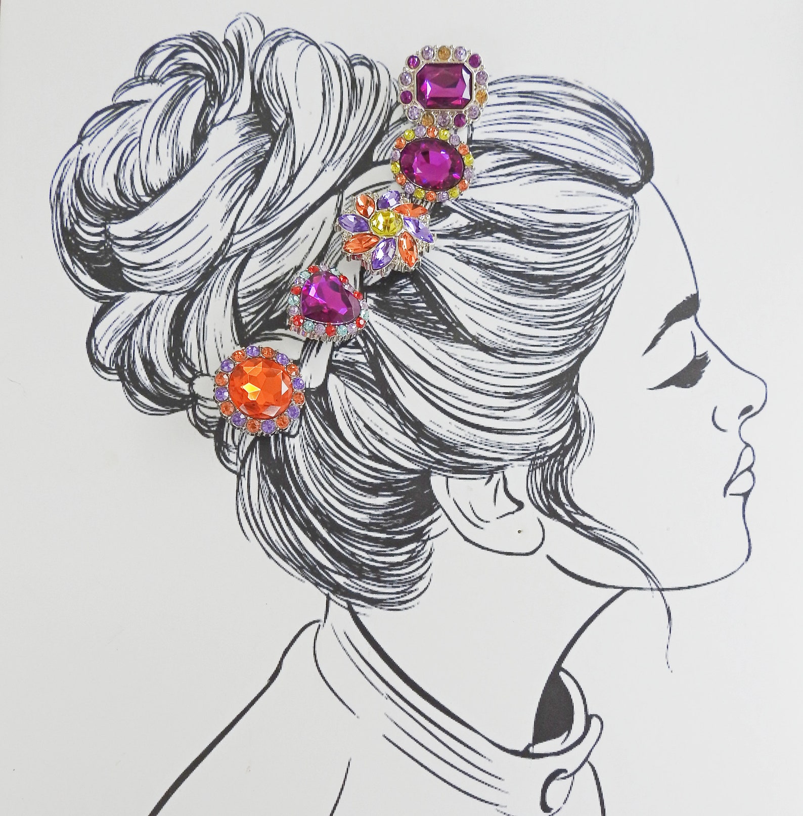 Big Purple Rhinestone Buttons Embellishments Extra Large 32mm | Etsy