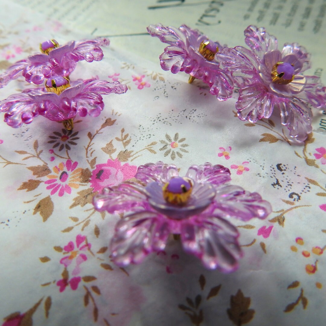 Enchanting Fancy Pink Flower Shaped Buttons for Jewelry, Sewing ...
