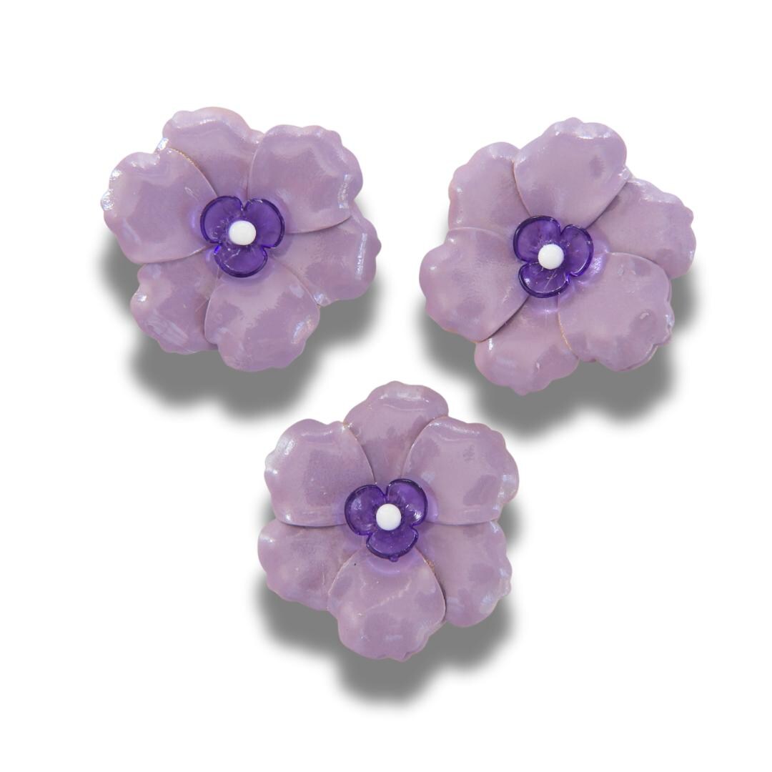Set of 3 Large Purple Flower Buttons for Decorating, Crafting or Sewing ...