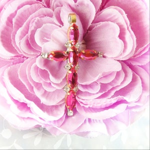 Pink Glass Cross Pendant | Catholic Gifts for Women or Wedding Jewelry ...