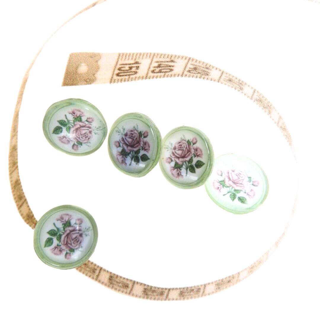 Cute Pink Rose Flower Buttons Pack of 5, 10 Mm Adorable on Jacket, Hat ...