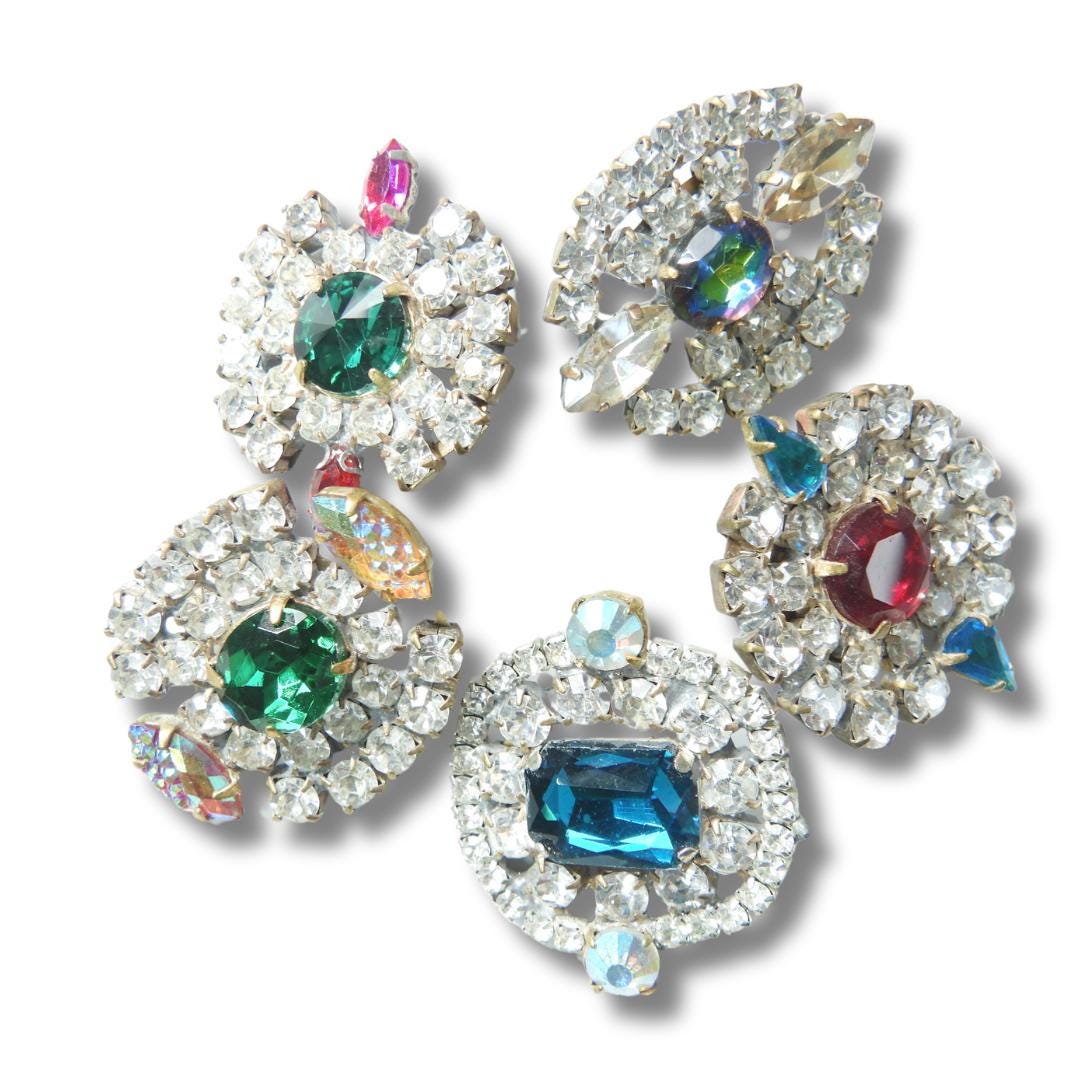 Set of 5 Vintage Jeweled Buttons for Coats, Dresses & Glam DIY Fashion ...