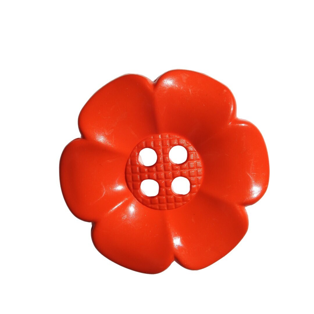 Extra Large Orange-red Button for Crafts & Sewing - 60 Mm With Flower ...