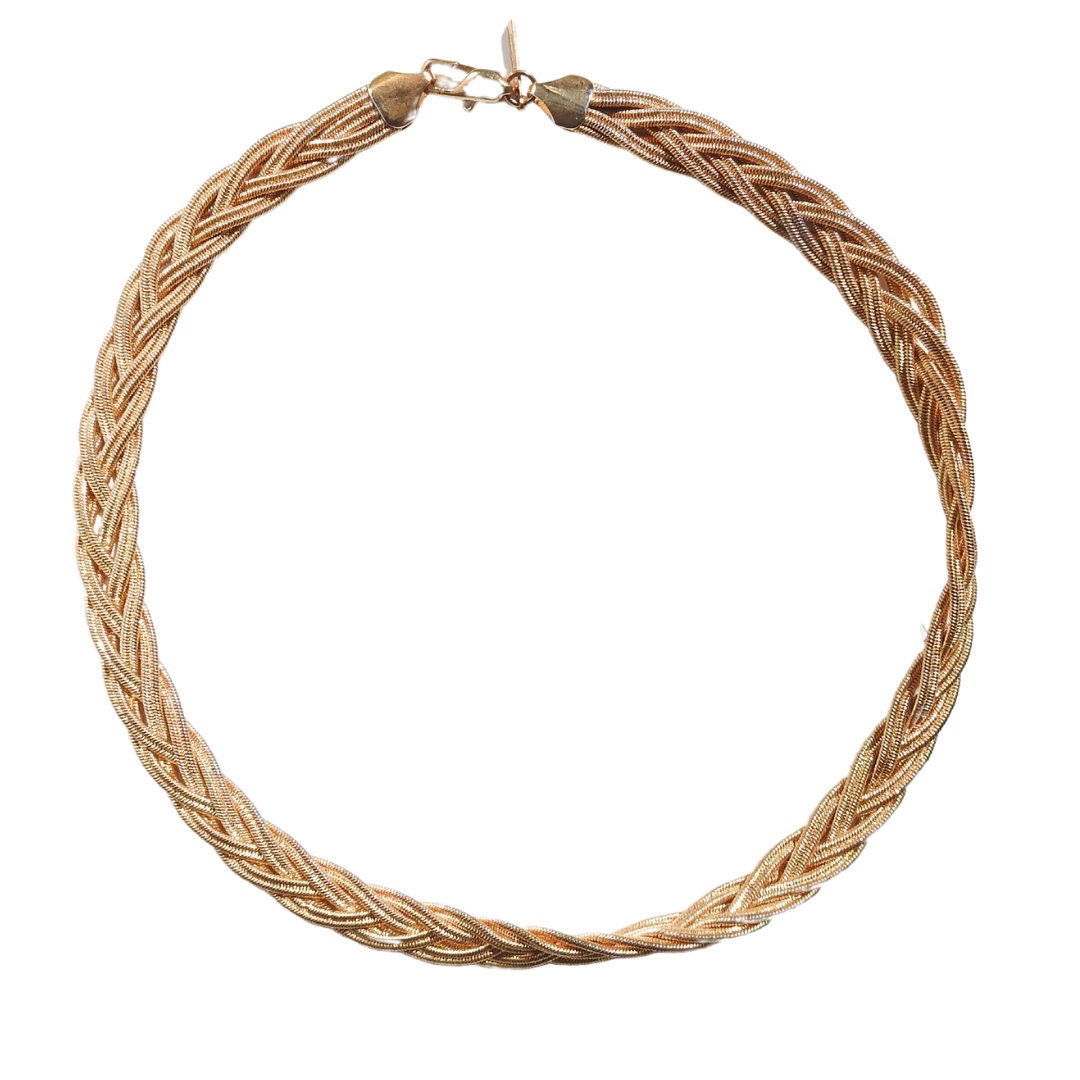Vintage Braided Chain Necklace, 3-strand, Gold-toned, Casual Corner ...