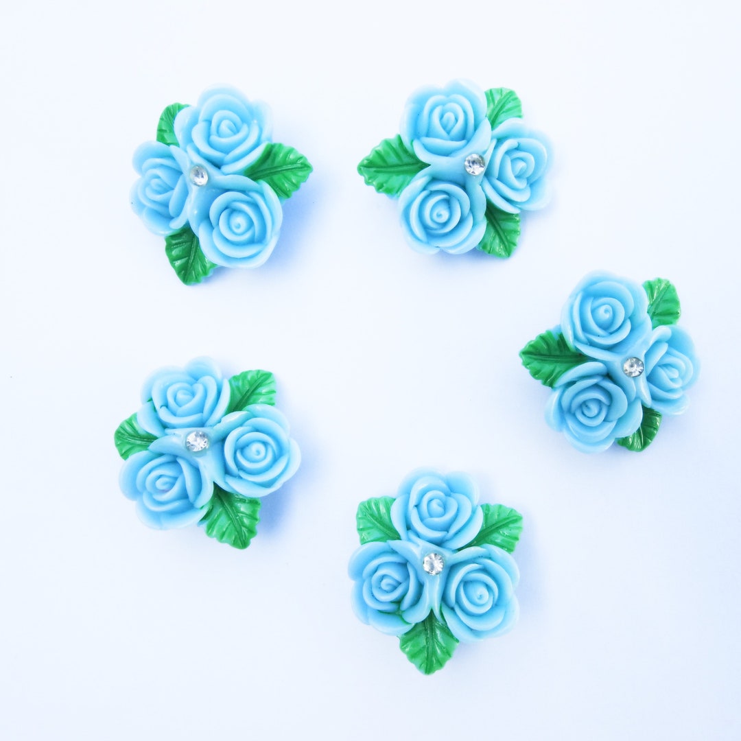 5 Cute Fancy Blue Flower Buttons With a Shank, to Sew on Clothing and ...