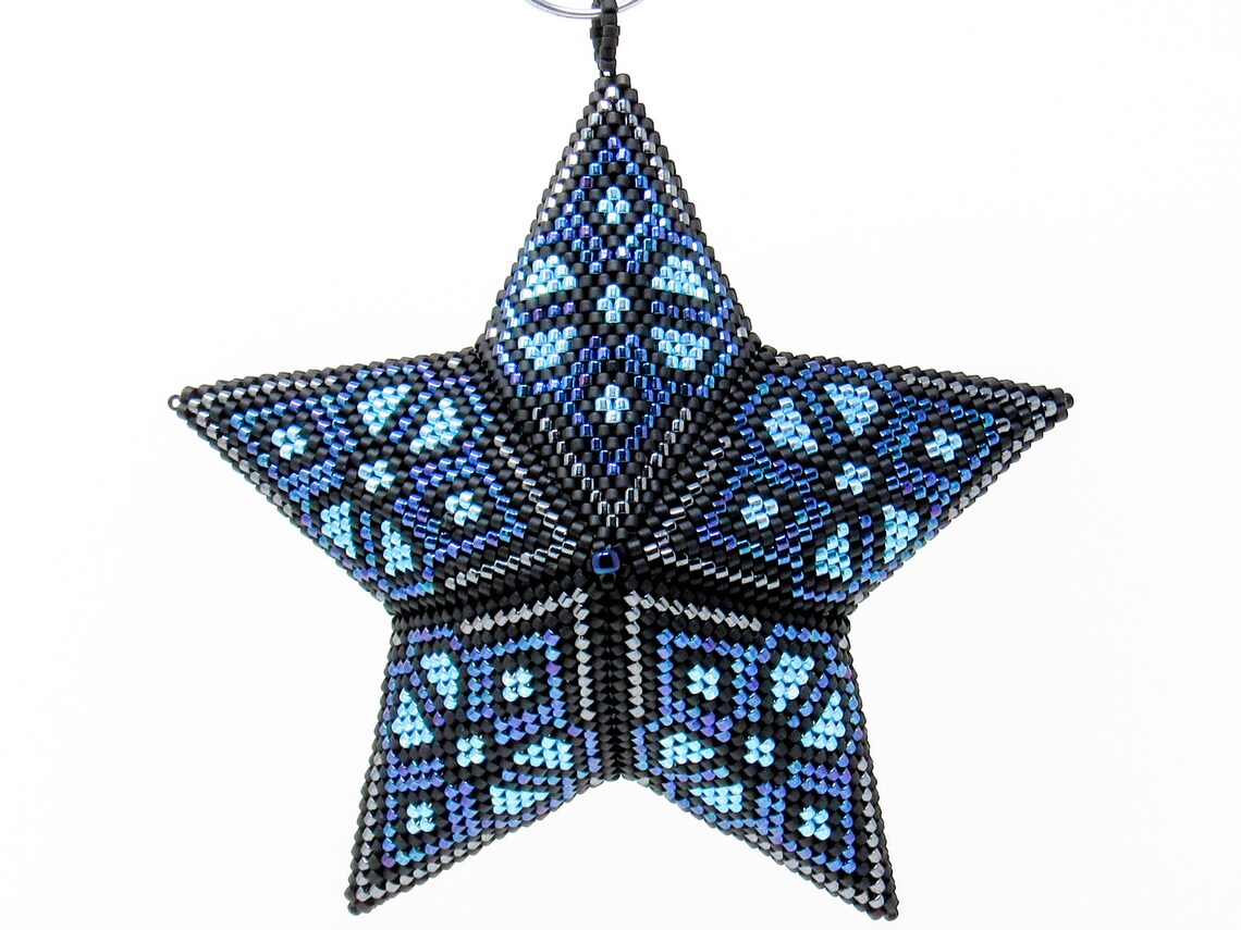 Moonlit Petals 3D Beaded Star Pattern 3 Dimensional Puffy Star Ornament ...