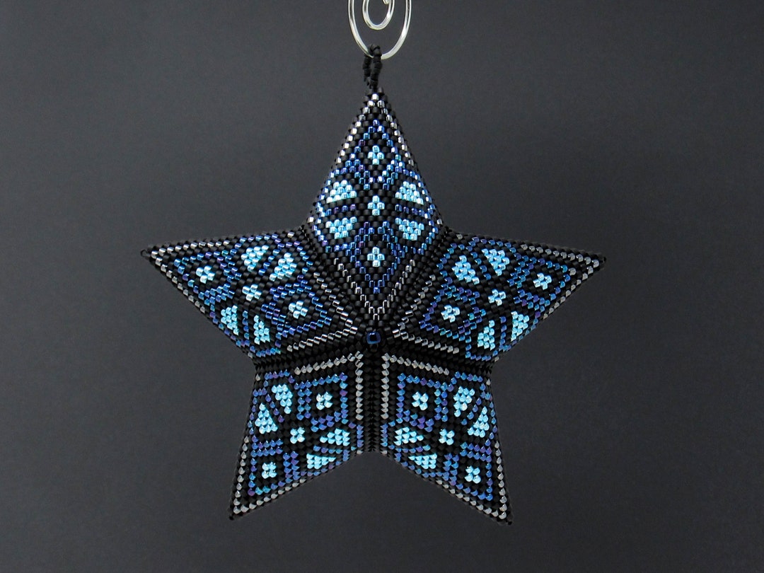 Moonlit Petals 3D Beaded Star Pattern 3 Dimensional Puffy Star Ornament ...