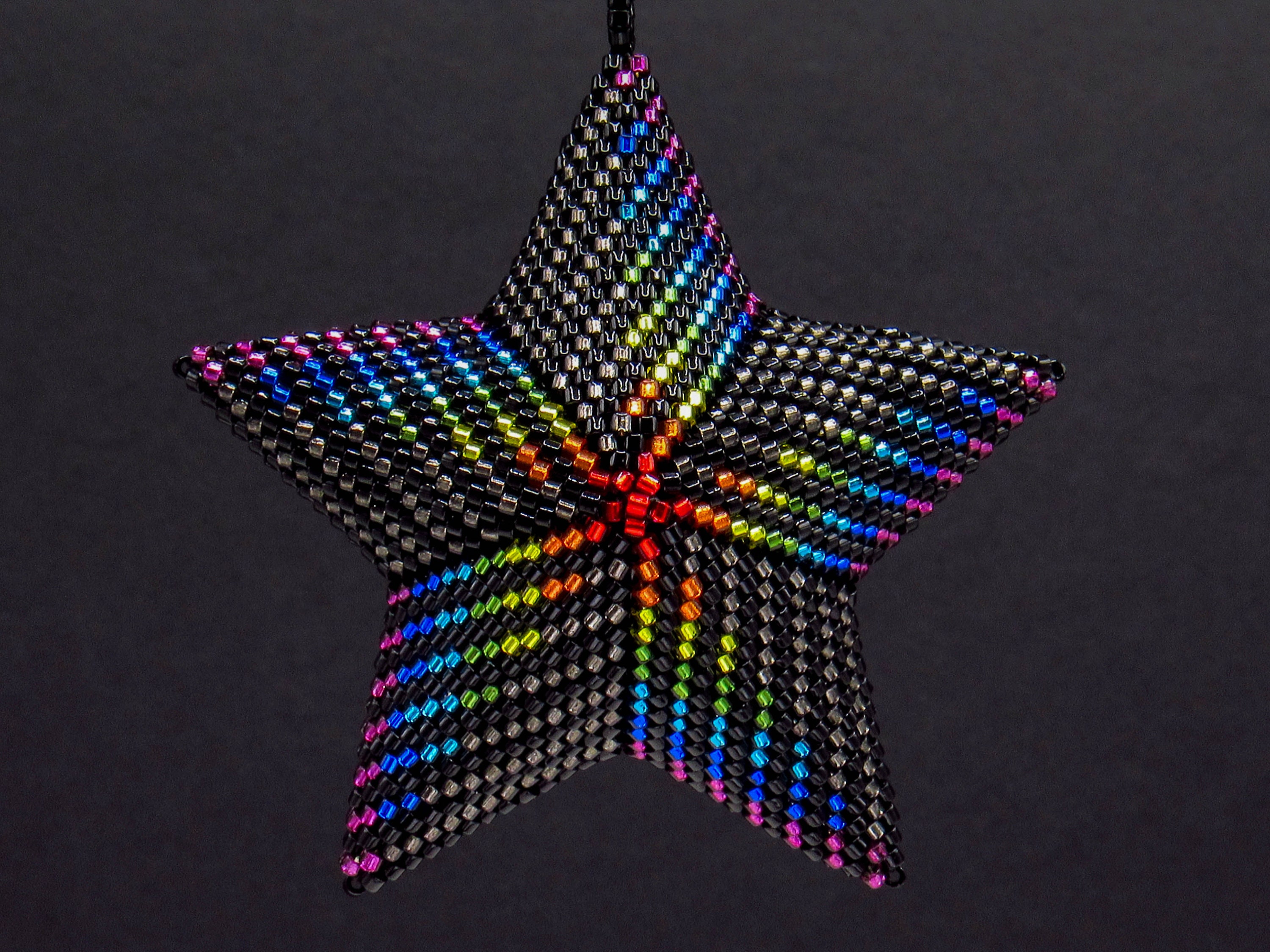 3D Peyote Beaded Star Ornament Beading Pattern, 14 Row, 11 Color ...