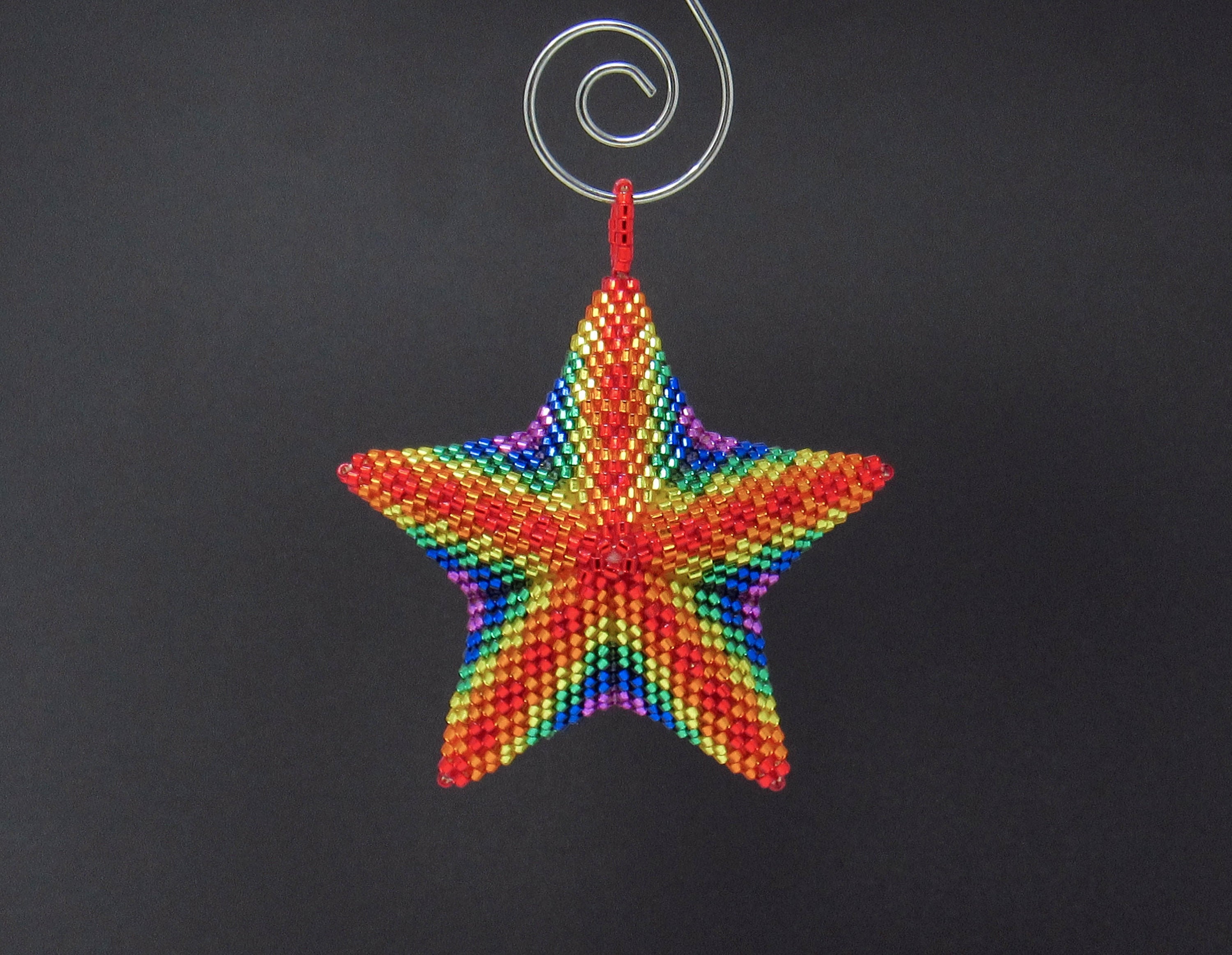 3D Beaded Star Ornament Pattern, Warped Square, Peyote 3D Star Beading ...