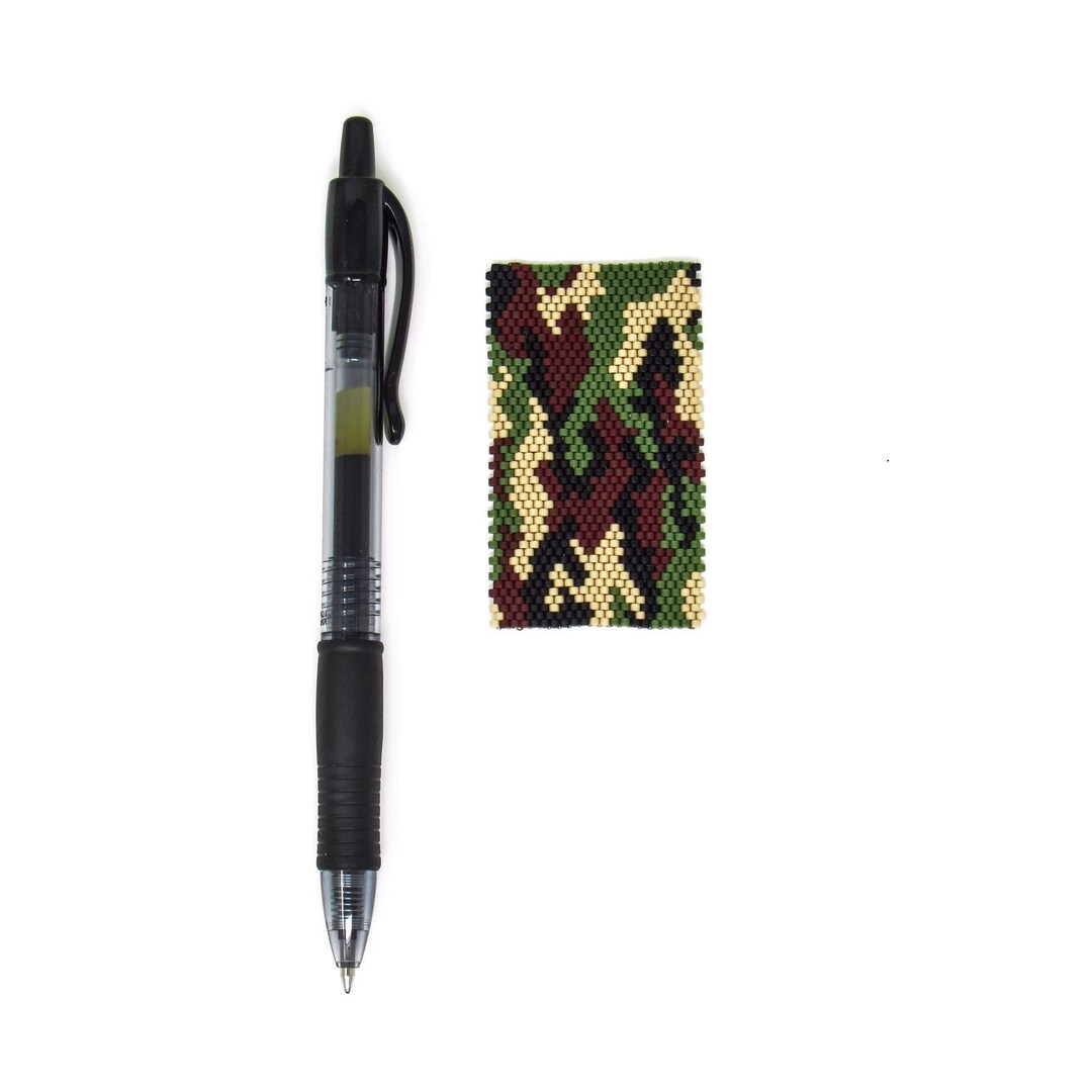 Camo Pen Wrap, Even Count Peyote Pattern, Woodland Camo Pen Wrap ...