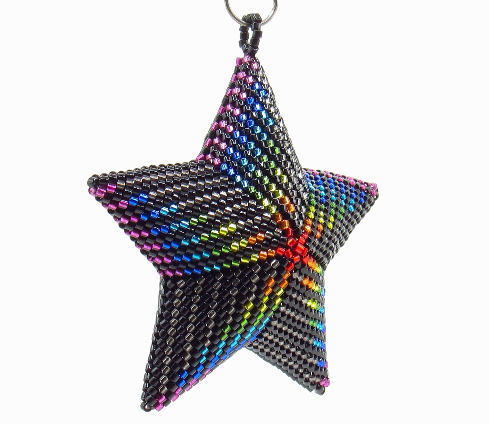3D Peyote Beaded Star Ornament Beading Pattern, 14 Row, 11 Color ...
