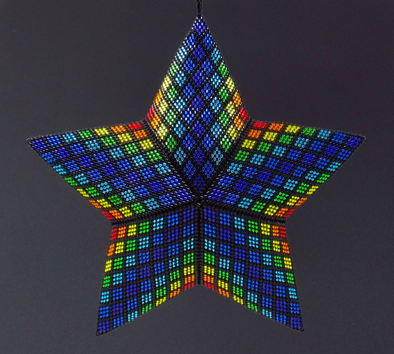 3D Beaded Star Pattern, 3 Dimensional Puffy Star Ornament Pattern ...